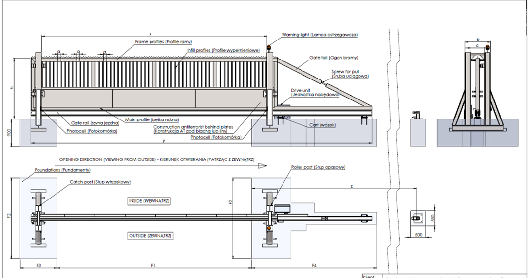 Cantilever sliding crash gate, antiram, HVM gates, PAS 68 - Manufacturer